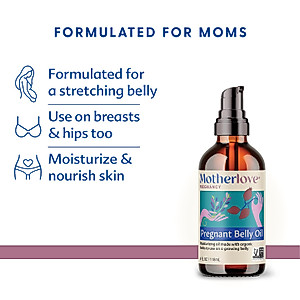 Motherlove Pregnant Belly Oil (4 oz) Natural Moisturizer to Soothe Itchy Skin & Prevent Stretch Marks—Non-GMO, Organic Herbs, Vegan