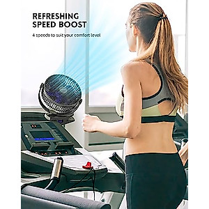 Airbition 10000mAh 8-Inch Clip on Fan Rechargeable, Battery Operated Powered USB Clamp Fan Portable for Golf Cart RV Car Travel Camping Tent Workout Treadmill Personal Bed Desk