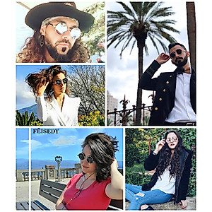 FEISEDY Retro Gothic Steampunk Sunglasses Round Metal Frame Punk Circle Inspired Shade Men B1857