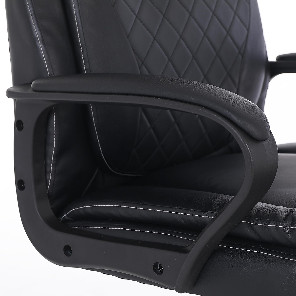 Office Desk Chair Set of 6 Black Home Office Chair Leather, Ergonomics Computer Desk Chairs in Bulk Comfortable Office Chair with Wheels Arm for Work Sturdy