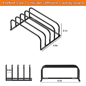 Cutting Board Organizer 2 Pack, Compact Chopping Board Storage Rack for Cabinet, Kitchen Countertop Pan Pot Lids Stand Holder Organizer for Baking Sheets, Flat Plate (0.6 Inch Width Slots)