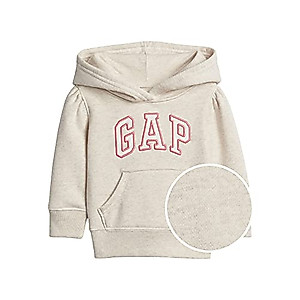 GAP baby girls Logo Pullover Hoodie Sweatshirt, Heather Grey, 3T US