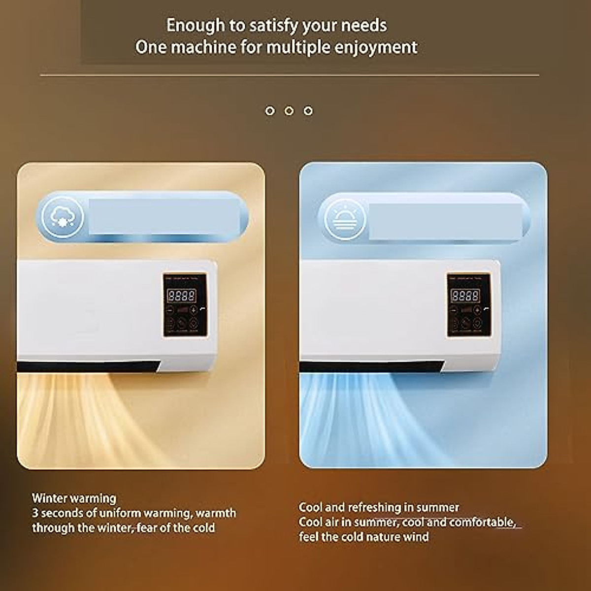 Sorandy Wall Air Conditioner, Mini Electric Heating Machine, Electric Air Conditioner with Remote Control Dual Use Cooling and Heating for Bedroom Bathroom Living Room, US Plug 110V