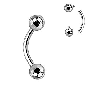 Pierced Owl - Internally Threaded Implant Grade 23 Solid Titanium Curved Barbells, Sold by Piece (16GA - 8mm (5/16") - 3mm Ball Size)