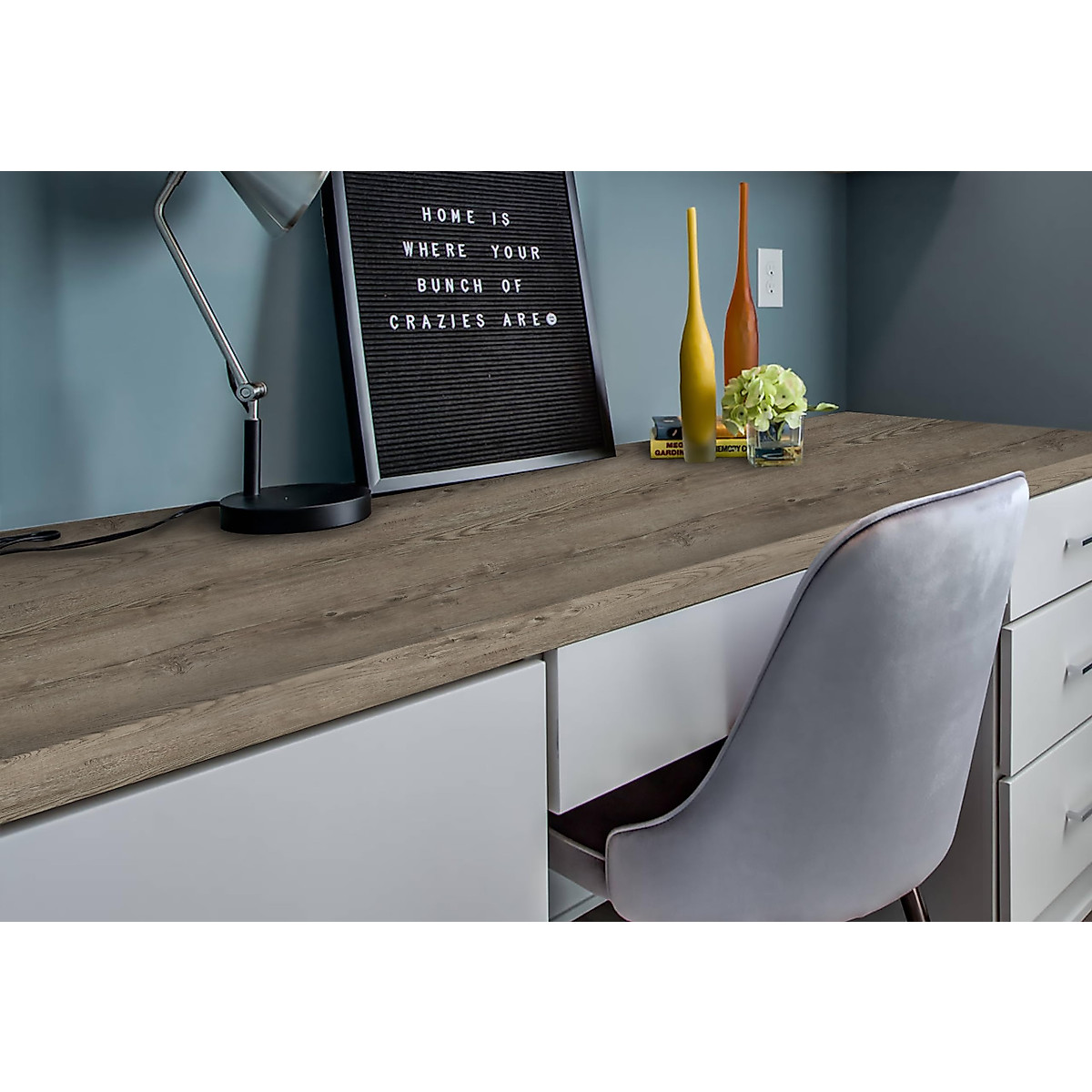 GloryTik 78.7"X17.7" Grey Brown Wood Grain Contact Paper Faux Wood Peel and Stick Wallpaper Wood Removable Self Adhesive Waterproof Wallpaper