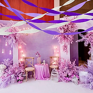 YSSAI Purple Party Decorations Purple Crepe Paper Streamers 8 Rolls 656 ft Tassels Streamer Garland Hanging Backdrops Decorations for Birthday Wedding Bridal Baby Shower Lilac Theme Party Decoration