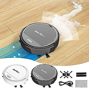 Robot Vacuum and Mop Combo, 3 in 1 Robotic Vacuum Cleaner with Watertank/Dustbin/Brush, Blocked by Hair, Remote/App, Ideal for Hard Floor/Pet (Black)