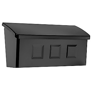 Architectural Mailboxes Wayland Galvanized Steel Wall Mount Mailbox, 2689B-10, Black, Small Capacity