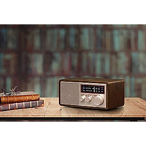 Sangean WR-16SE AM/FM/Bluetooth/Aux-in/USB Phone Charging 45th Anniversary Special Edition Wooden Cabinet Radio (Dark Walnut with Rose Gold)