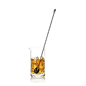Viski Gunmetal Weighted Stainless Steel Barspoon, Japanese Twisted Stem Handle, Teardrop Weight