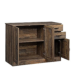 SSLine Rustic Coffee Bar Cabinet Farmhouse Elegant Kitchen Sideboard Living Room Storage Cabinet w/2 Drawers& 3 Doors Dining Room Buffet Accent Console Table for Entryway Hallway -Antique Brown