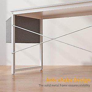 Cubiker Computer Desk 55 inch Home Office Writing Study Desk, Modern Simple Style Laptop Table with Storage Bag, White