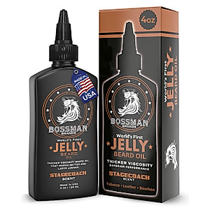 Bossman Beard Oil Jelly (4oz) - Beard Growth Softener, Moisturizer Lotion Gel with Natural Ingredients - Beard Growing Product (Stagecoach Scent)