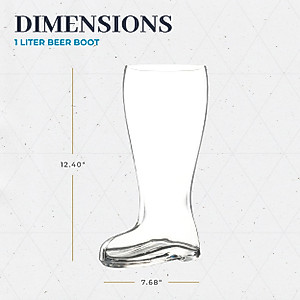 BAVARIA TRACHTEN DAS BOOT 1 Liter Beer Mug - Boot Mugs Glass - German Drinking Glass - Cowboy Boot Mugs - Original Das Boot Glass - Spaten Beer Mug