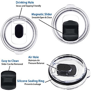 Kimmkco 30 oz Tumbler Lid, Replacement Lids Compatible for YETI 30 oz Tumbler, 14 oz Mug and 35 oz Straw Mug, Magnetic Spill Proof Tumbler Lid (2 Pack)