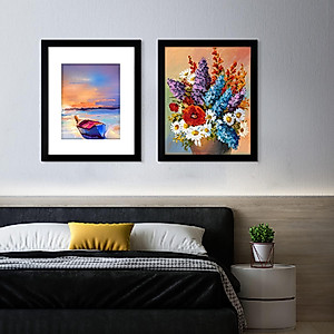 LUCKYLIFE 16x20 Frames, Picture Frames for Wall, Display Pictures 11x14 with Mat or 16x20 without Mat, Set of 2, Black