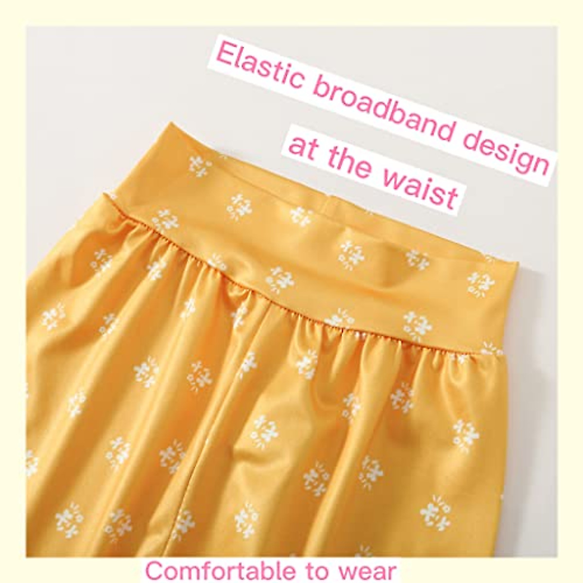 Weimuyuan Newborn Infant Baby Girl Pant Sets Floral Outfits Cute Baby Clothes Girl (Yellow, 3-6Months)