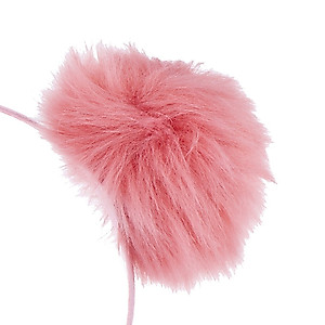 Lux Accessories Blush Faux Fur Pom Pom Ball Cat Ear Panda Costume Puff Headband
