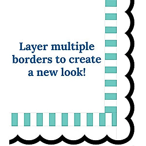 Schoolgirl Style Simply Stylish Black and White Scalloped Border―13 Wavy Line Border Strips for Bulletin Boards, Desks, Lockers, Homeschool or Classroom Decor (39 ft)