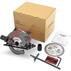Circular Saw, 3M Corded Skill Saw with Laser Guide, 1500W Power Electric Saws, 5000 RPM with 2 Circular Saw Blades(24T for Wood Cutting, 40T for Metal Cutting)