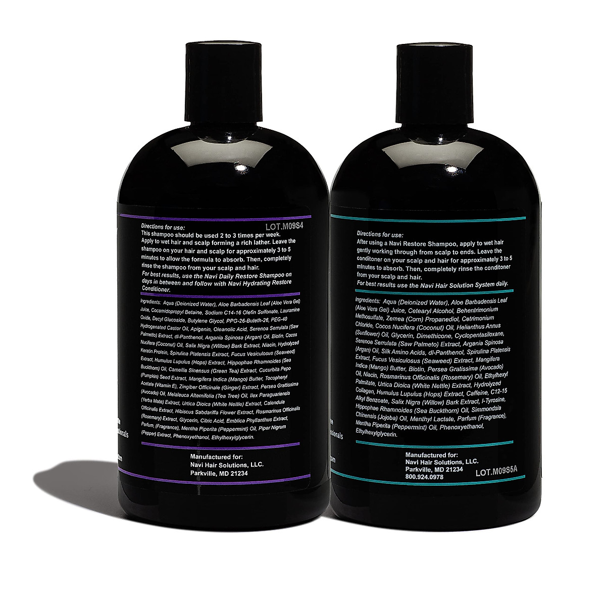 Navi Professional Hair Growth Shampoo and Conditioner Set, DHT Blocker for Thinning Hair and Hair Loss, Sulfate Free and Safe for Color Treated Hair, Hair Regrowth for Men and Women, 2 x 16 oz