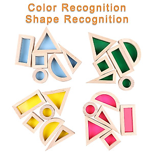 Lewo 24 PCS Building Blocks Wooden Rainbow Blocks Wooden Blocks Rainbow Stacker Stacking Blocks Preschool Learning Educational Toys for Baby Toddlers Kids Boys Girls