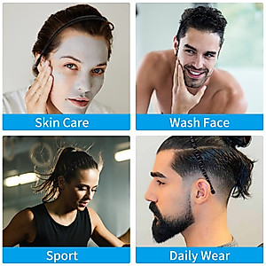 CAMKONG 6PCS Metal headbands for Men Headbands Women Wavy Hairband Spring Hair Hoop Sports Fashion Hair Bands Unisex Black Elastic Non Slip Simple Headwear Accessories