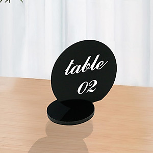 Dnyta Black Acrylic Place Cards with Stands, 20 Pcs Blank Acrylic Seat Cards for DIY Wedding Reception Table Numbers