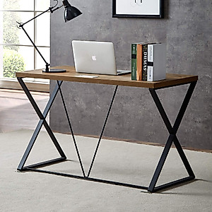 DYH Computer Desk 47 in, Home Office Writing Desk, Modern Simple Style Wood Table, Brown