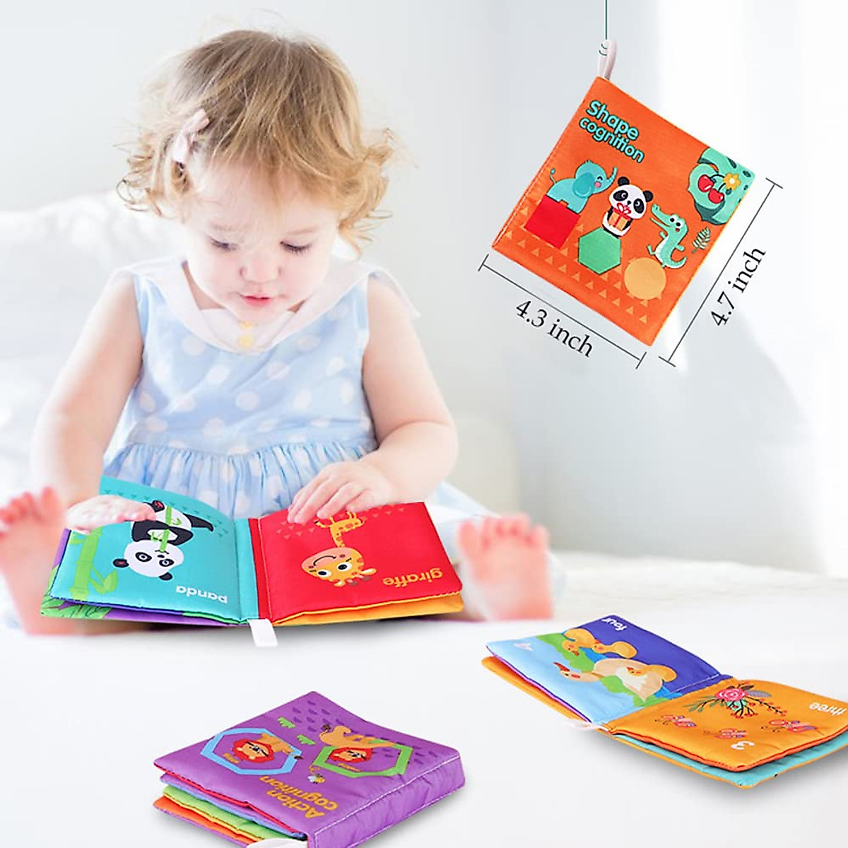 6 Soft Cloth Book Touch and Feel Baby Books Toys 0-24 Months， Crinkle Baby's First Fabric Book Activate Visual & Brain for Newborn, Toddler and Infant Early Education Cognition Busy Book