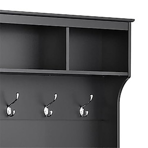 Prepac Black Hall Tree, Shoe Cabinet, Storage Cabinet with 24 Shoe Cubbies and 6 Double Coat Hooks 15.5" D x 60" W x 77" H, BSOG-0013-1