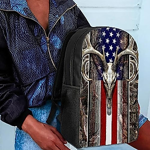 AFPANQZ Boy's Schoolbag Bookbag Cool Deer Skull and Flag Design Backpack for Teenagers Large Casual Daypacks Rucksack for Middle School Kids Backpack