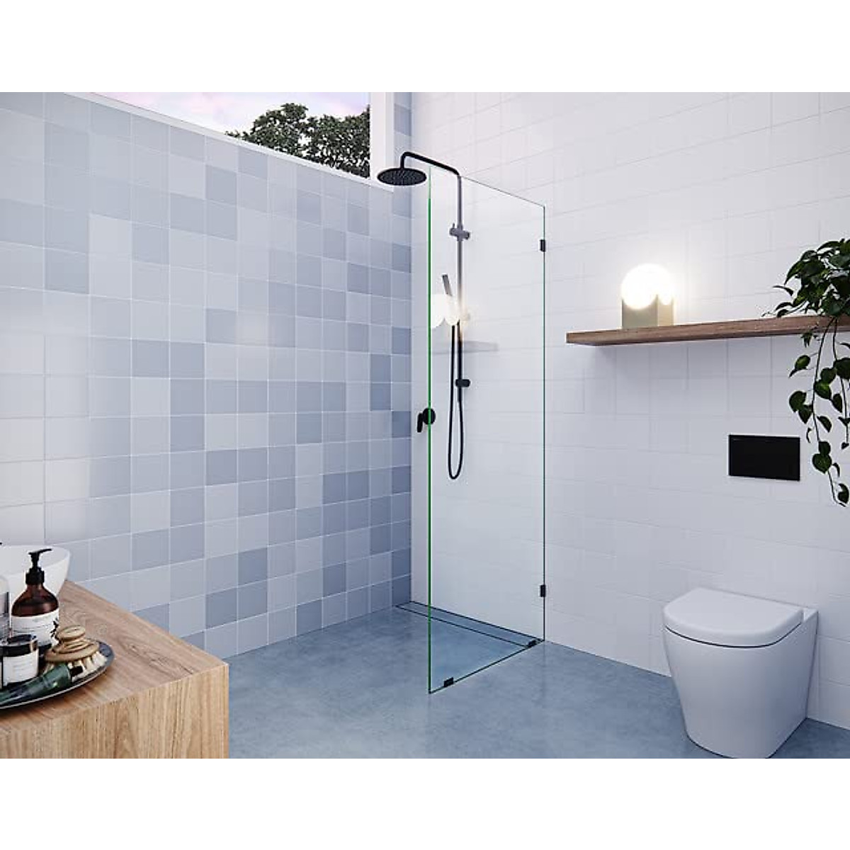 Vela 25.5 in. x 78 in. Fully Frameless Glass Shower Panel - Single Fixed Panel