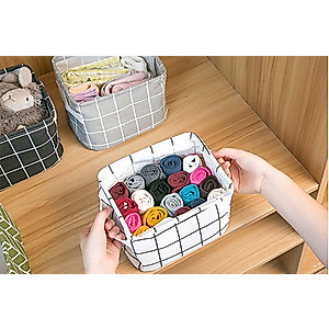 Kamuavni Foldable Storage Basket Small Collapsible Canvas Containers Organizers with Handle for Home Decor or Storing Toys, Keys, Sundries, Little Crafts, 9 Pack