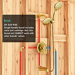 SR SUN RISE Magnetic Shower Faucet Set 8-Spray 2-in-1 Dual Shower Head with Handheld Combo Single-Handle Faucet with Valve and Trim Kit, Brushed Nickel