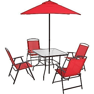 NEW Albany Lane 6-Piece Folding Dining Set, Multiple Colors (Red)