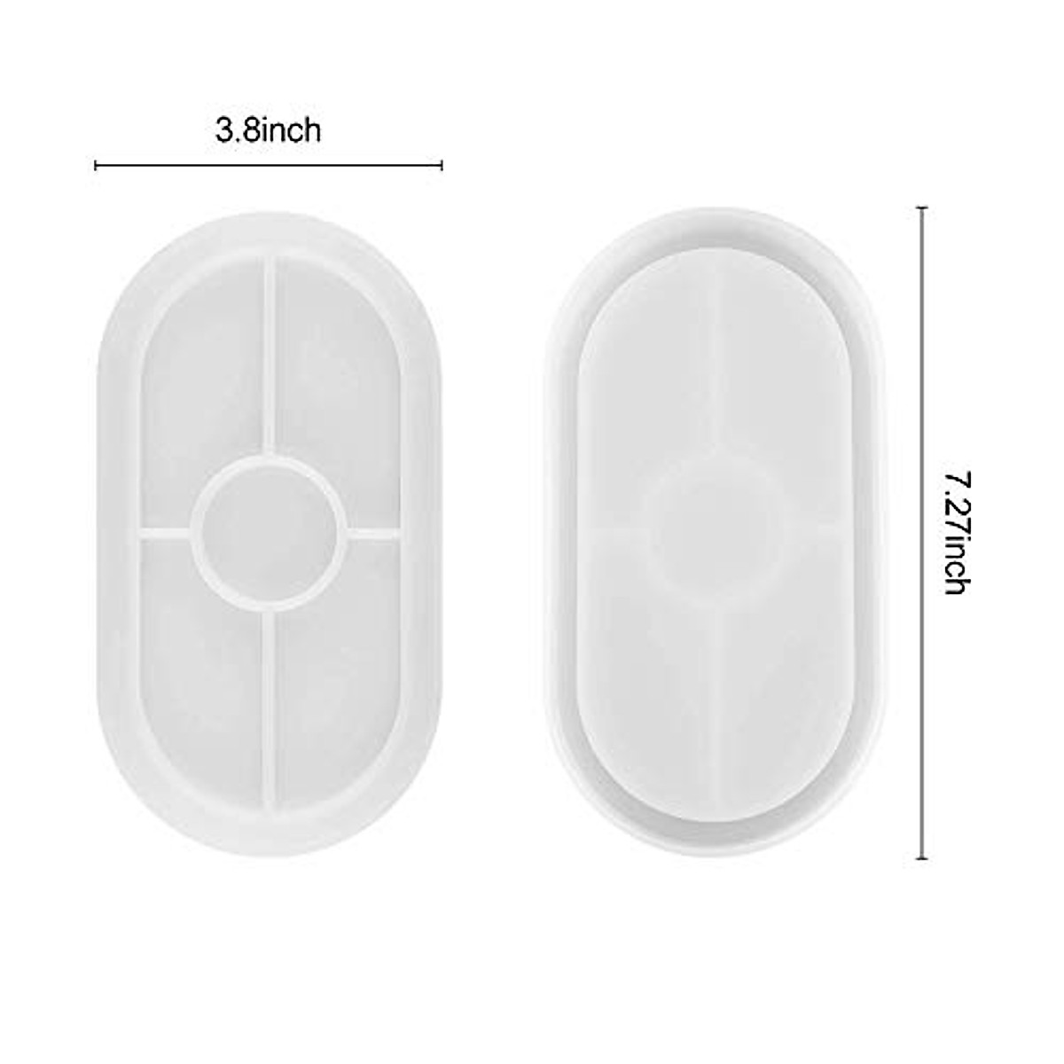 2 Pieces DIY Tray Silicone Resin Mold - Oval Jewelry Making Molds, Clear Epoxy Resin Casting Mold for DIY Jewelry Container Ring Trinket Storage Plate Mould with Resin, Handmade Soap Etc