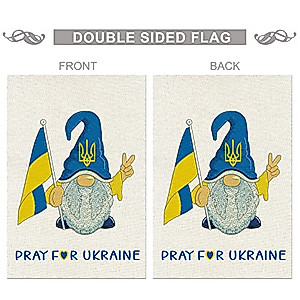 Haustalk Pray for Ukraine Garden Flags Double Sided Ukraine Gnomes Garden Flag Polyester Flag for Yard House Decor 12x18
