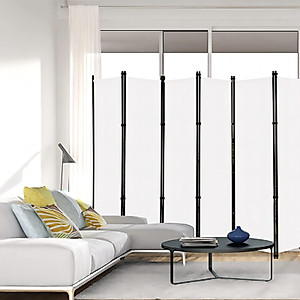 MAYOLIAH 6 Panel Folding Privacy Screen 9ft Wide, 6ft Tall Partition Room Divider Portable Office Walls Dividers Panel, White