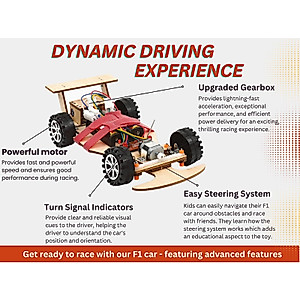 Pica Toys Wireless Remote Control Car Kit F1, Science Project Kit for Kids/Students/Education, STEM Project Model Car Kits to Build, Ideal Choice for Family and School