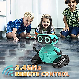 GILOBABY Robot Toys, Remote Control Robot Toy, RC Robots for Kids with LED Eyes, Flexible Head & Arms, Dance Moves and Music, Birthday Gifts for Boys Ages 3+ Years (Blue)