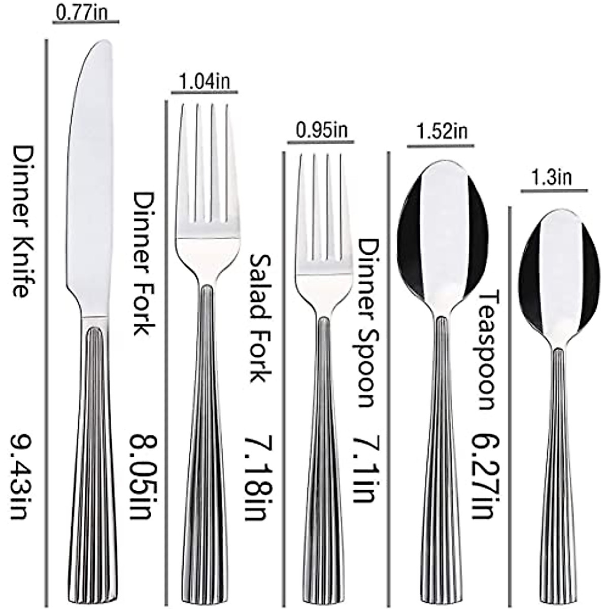 KOOMADE EMPIRE 40-Piece Silverware Set for 8, Mirror Polished Stainless Steel Flatware (Dinner, Salad Forks, Knives, Spoons, Teaspoons) Dishwasher Safe
