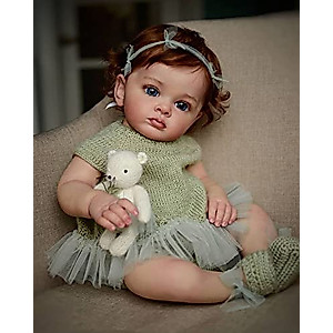 Pinky Reborn 23Inch Reborn Toddler Dolls Girl,Lifelike Newborn Baby Dolls Silicone Weighted Body,Toy for Kids Age 3+ (Milky Green Toddler Girl)