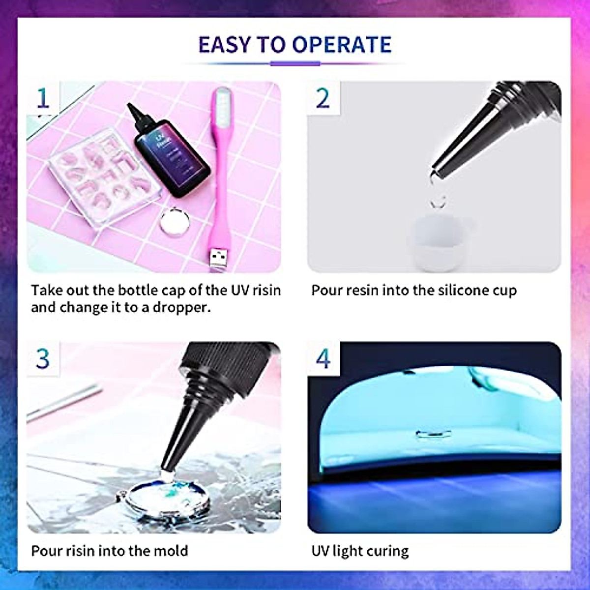 VidaRosa 500g UV Resin,Clear Hard Fastest Curing Epoxy Resin, Zero Yellowing Superb Transparency, Ultraviolet Solar Curing Resin Glue for Molds Jewelry Making Pendants Earrings Bracelets Crafts DIY