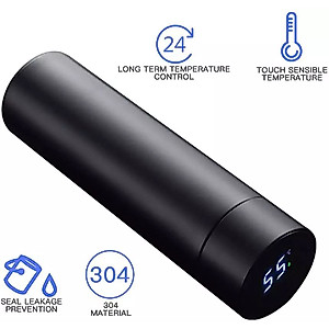 500ml Vacuum Thermos Stainless Steel Smart Water Bottle With LED DisplaY (sliver)