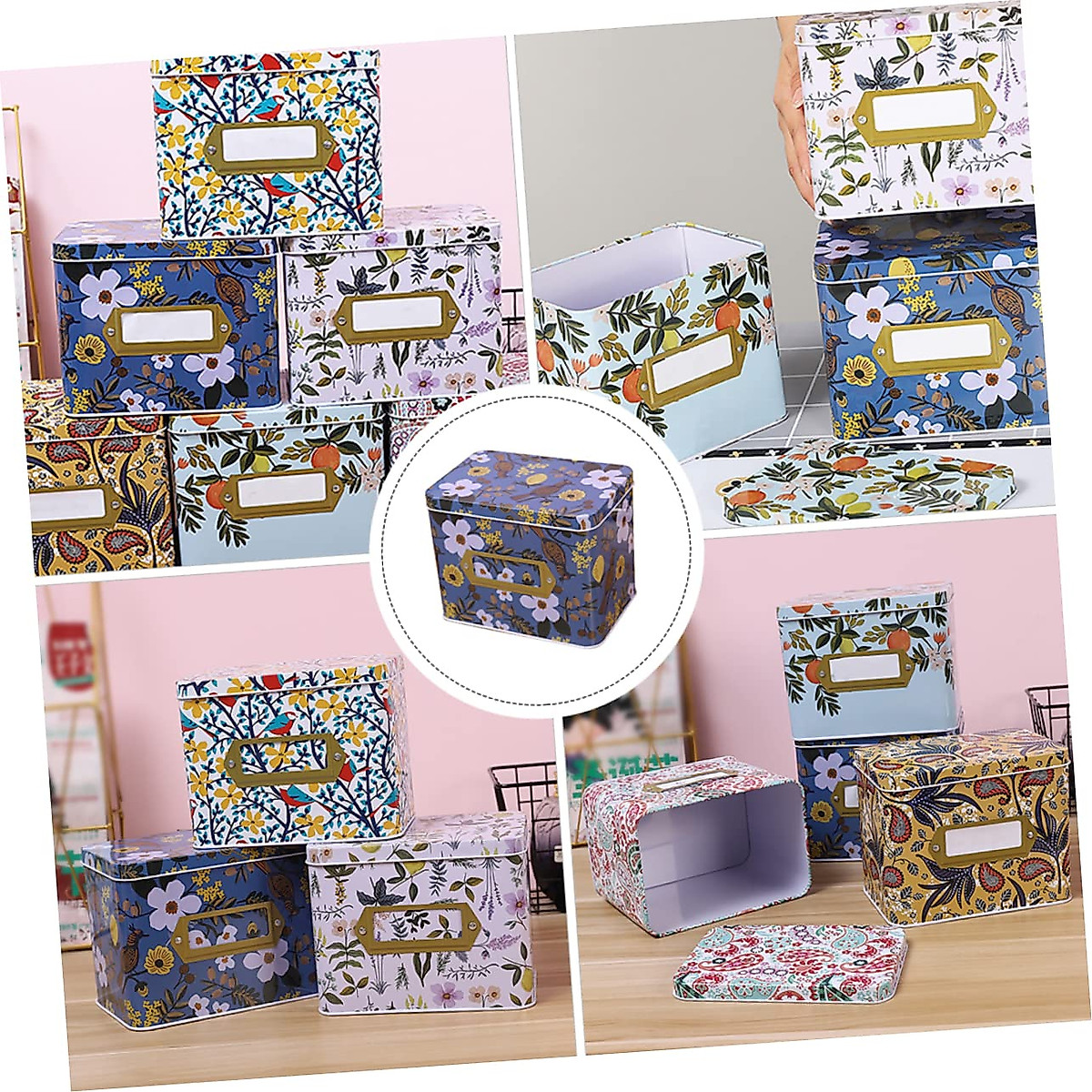 BESPORTBLE 3 Pcs Label Finishing Box Storage Bin with Lid Storage Bins with Lid Candy Tins Empty Tea Tin Canister Labels for Jars Storage Container for Sundries Tinplate Organizer