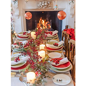 Artiflr Red Berry Garland, 6FT Flexible Artificial Red and Burgundy Berry Christmas Garland for Indoor Outdoor Home Fireplace Decoration for Winter Holiday New Year Decor