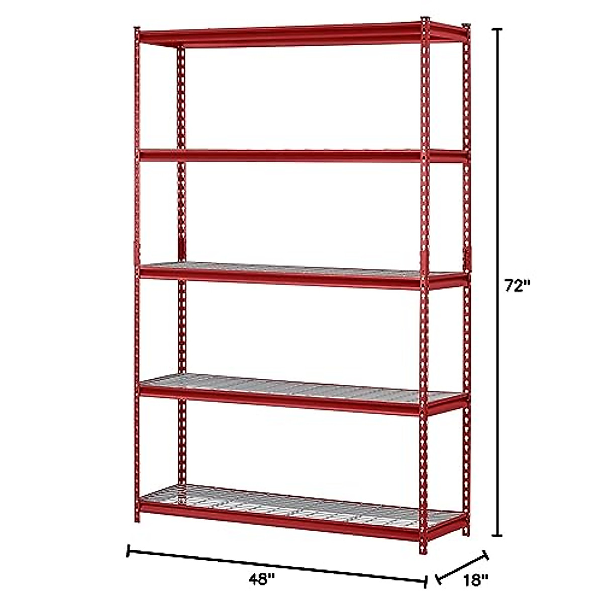 Muscle Rack UR184872-R 5-Shelf Steel Shelving Unit, 48" Width x 72" Height x 18" Length, Red