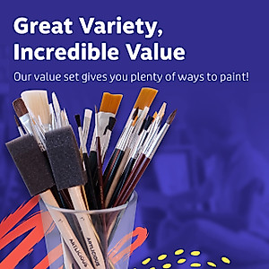 Artlicious Paint Brush Set - Pack of 25, Assorted Variety, All-Purpose Paint Brushes - Use with Acrylic, Oil, Watercolor, Gouache Paints, Face Nail Art, Miniature Detailing and Rock Painting