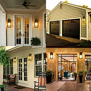 CINOTON Dusk to Dawn Outdoor Wall Sconce, Black Waterproof Outdoor Light Fixtures Wall Mount, Photocell Sensor Porch Lights, Wall Lantern, E26 Exterior Wall Lamp Lighting Fixture for Garage, Doorway